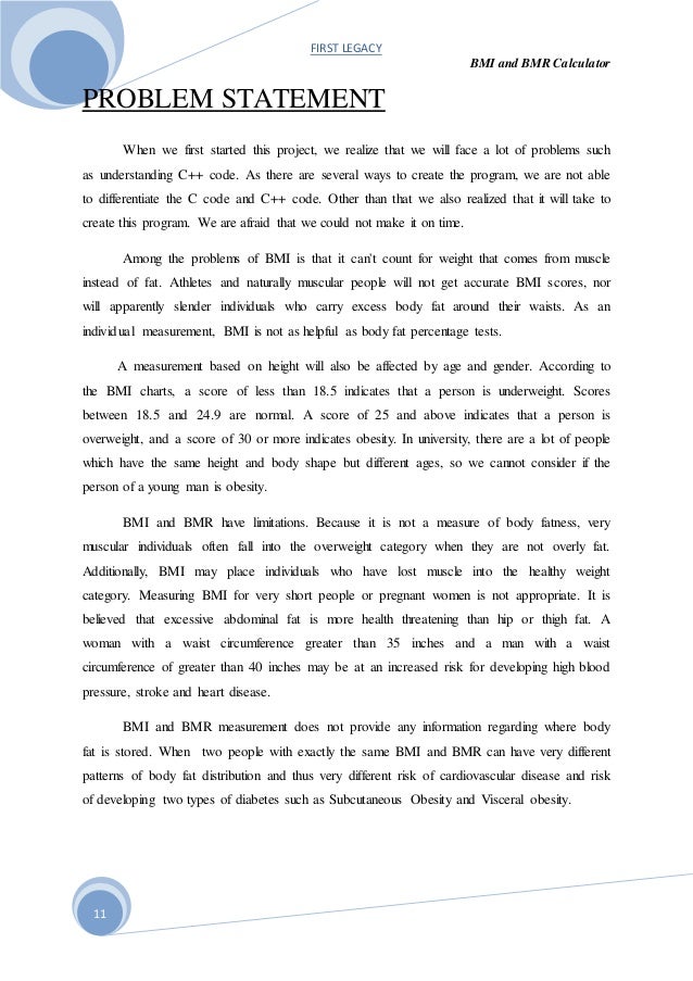 Report for BMI and BMR