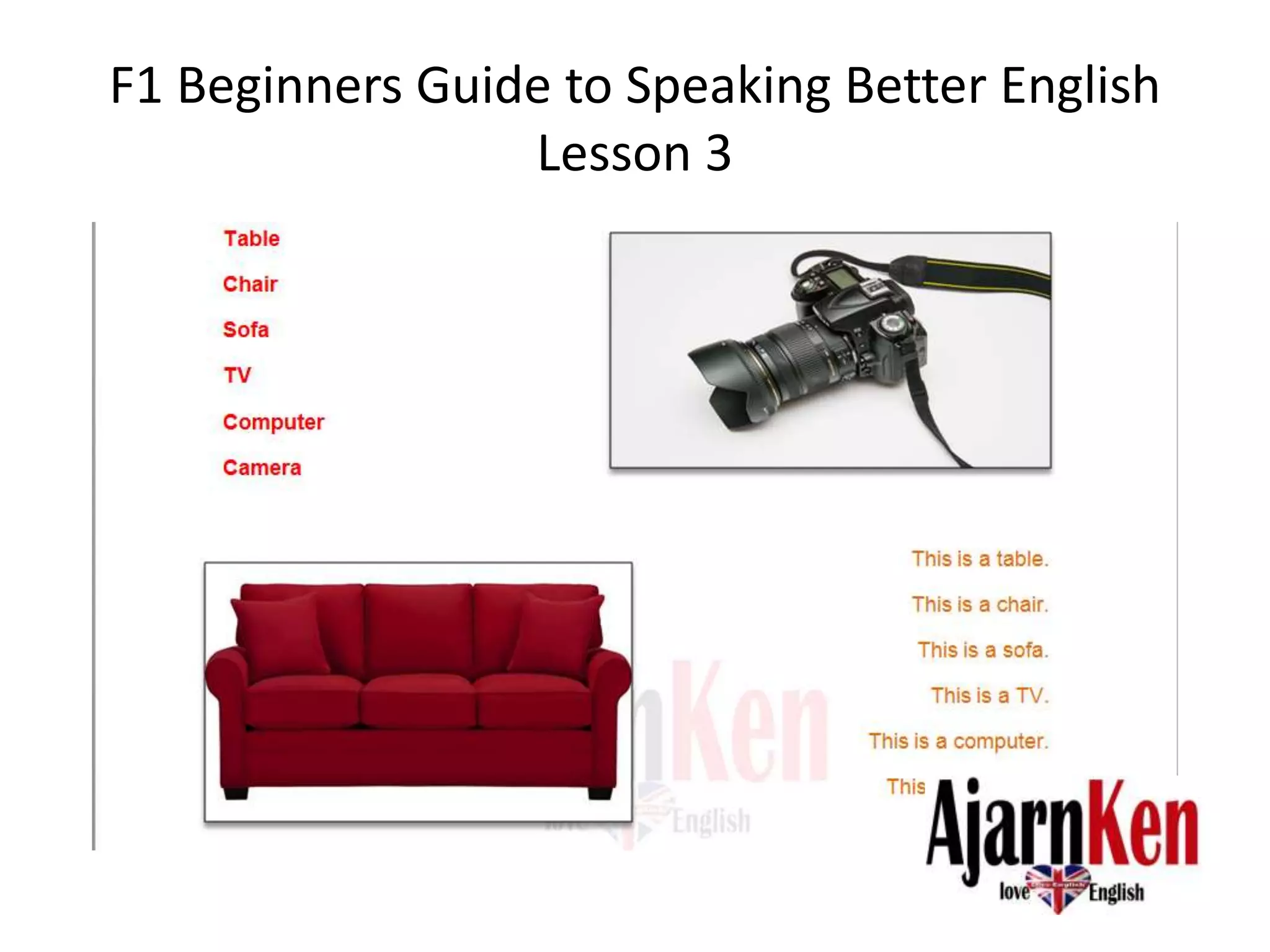 Lesson 3: F1 Beginners Guide to Speaking Better English | PPTX