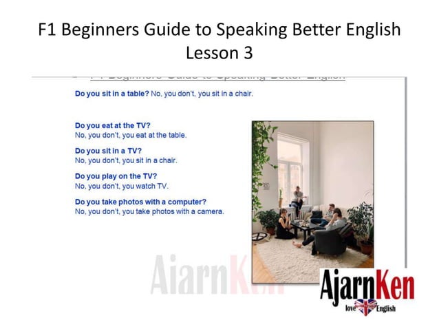 Lesson 3: F1 Beginners Guide to Speaking Better English | PPTX
