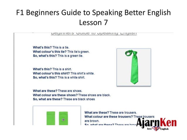 Lesson 7: F1 Beginners Guide to Speaking Better English | PPTX
