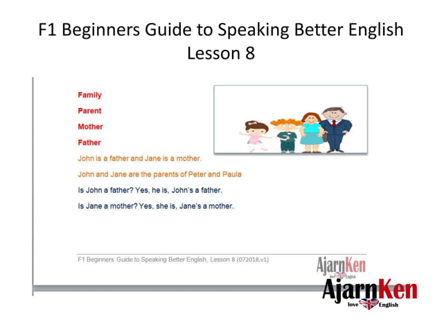 Lesson 8: F1 Beginners Guide to Speaking Better English | PPT