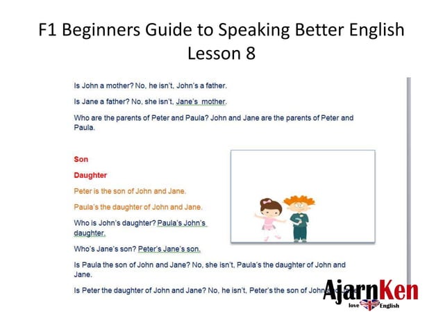 Lesson 8: F1 Beginners Guide to Speaking Better English | PPT