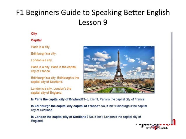 Lesson 9: F1 Beginners Guide to Speaking Better English | PPT