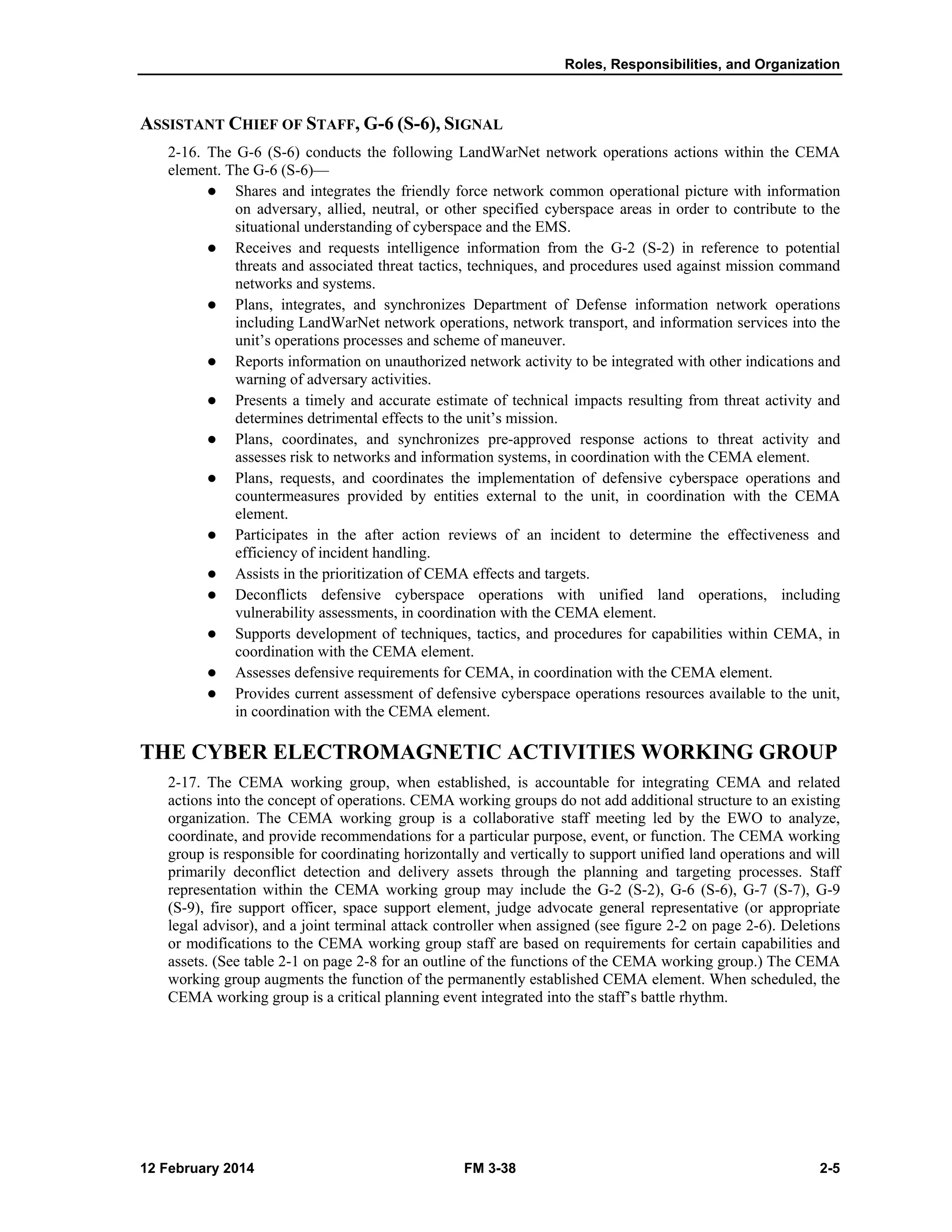 US Army Cyber Warfare Field Manual FM 3-38 CEMS | PDF