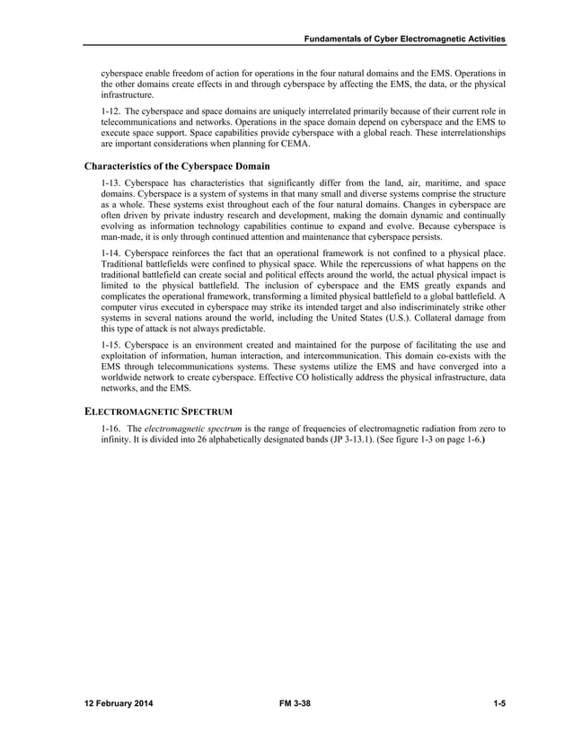 US Army Cyber Warfare Field Manual FM 3-38 CEMS | PDF