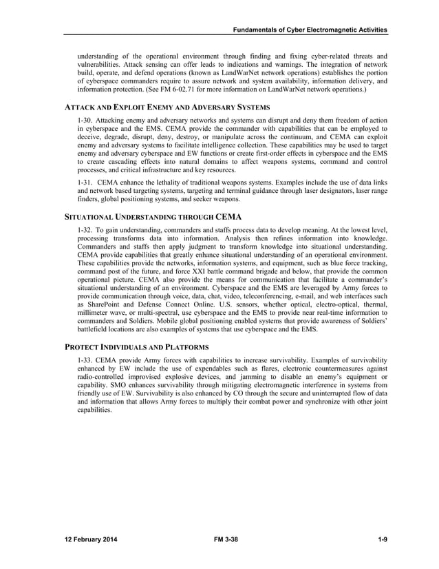 US Army Cyber Warfare Field Manual FM 3-38 CEMS | PDF