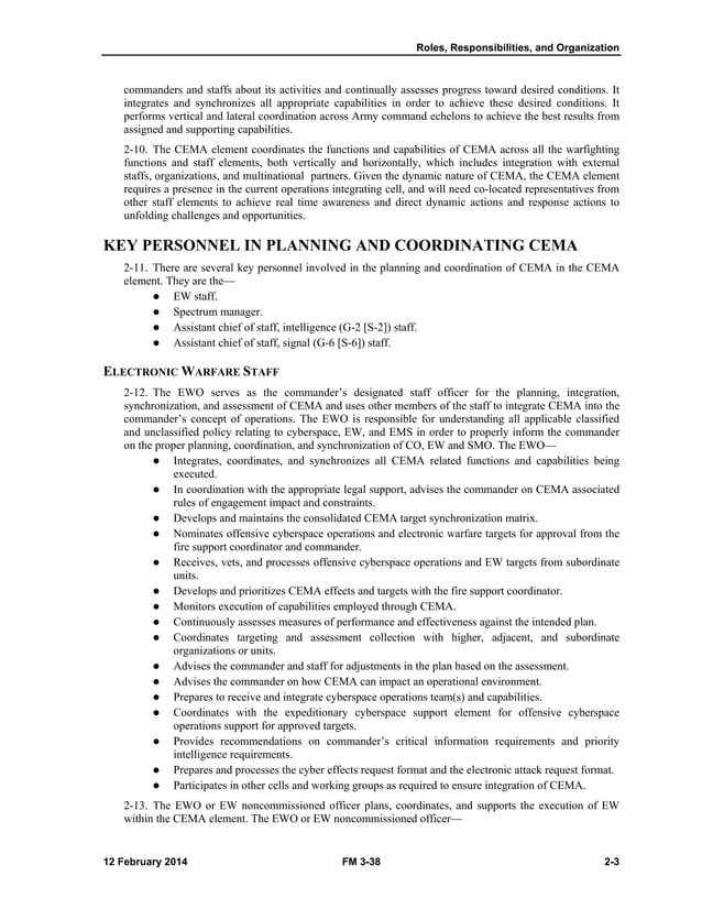 US Army Cyber Warfare Field Manual FM 3-38 CEMS | PDF