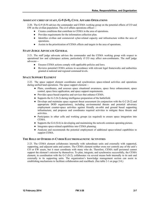US Army Cyber Warfare Field Manual FM 3-38 CEMS | PDF