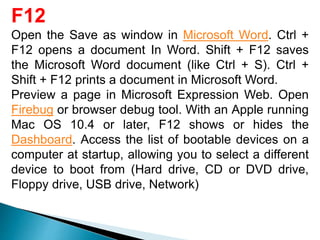 F1 to f12 keys | PPTX