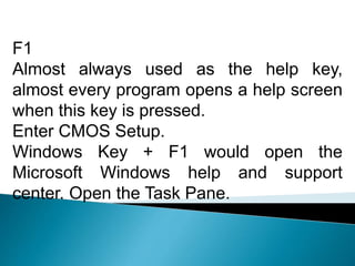F1 to f12 keys | PPTX