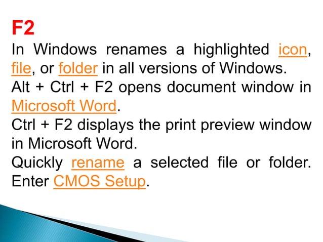 F1 to f12 keys | PPTX
