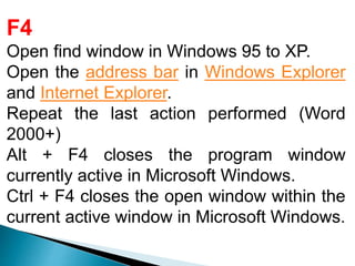 F1 to f12 keys | PPTX