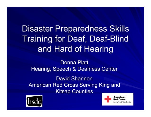 Disaster Preparedness Skills Training for Deaf, Deaf-Blind and Hard of ...