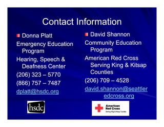 Disaster Preparedness Skills Training for Deaf, Deaf-Blind and Hard of ...