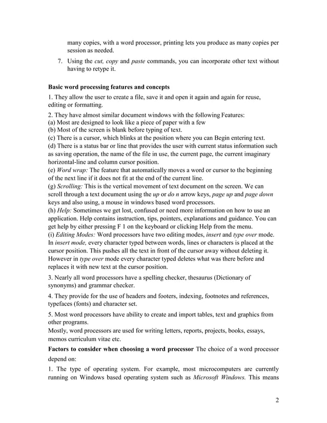 computer notes form two.. for kenyan high school | PDF