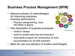 Creating synergy between BPM and EA in an e-government environment ...