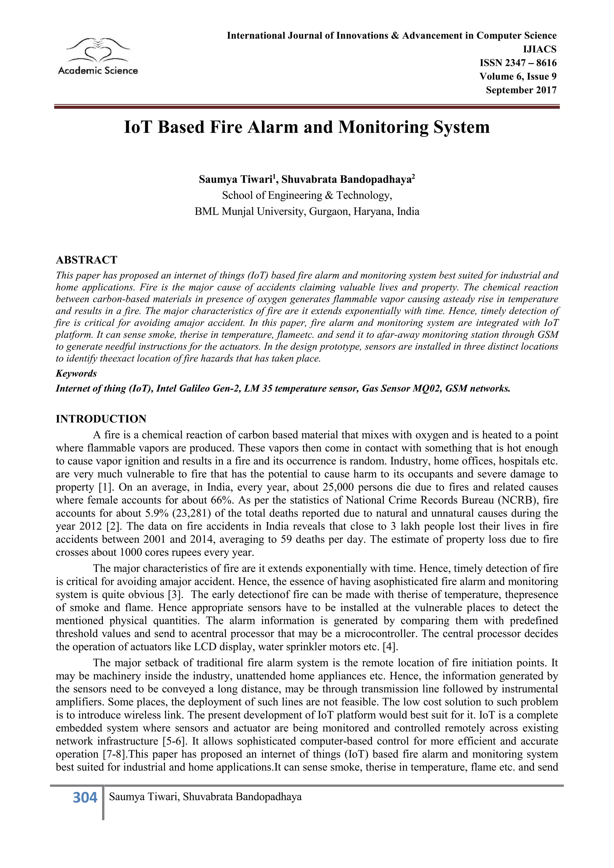 IoT Based Fire Alarm and Monitoring System | PDF