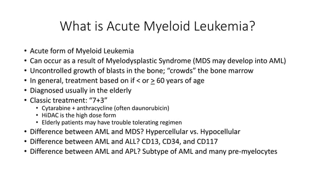 Treatment of Acute Myeloid Leukemia & Supportive Care | PPTX | Blood ...