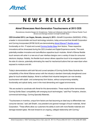 Atmel - Atmel Showcases Next-Generation Touchscreens at 2013 CES [PRESS ...