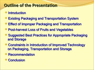 Packaging and Transportation Problems and Opportunities | PDF