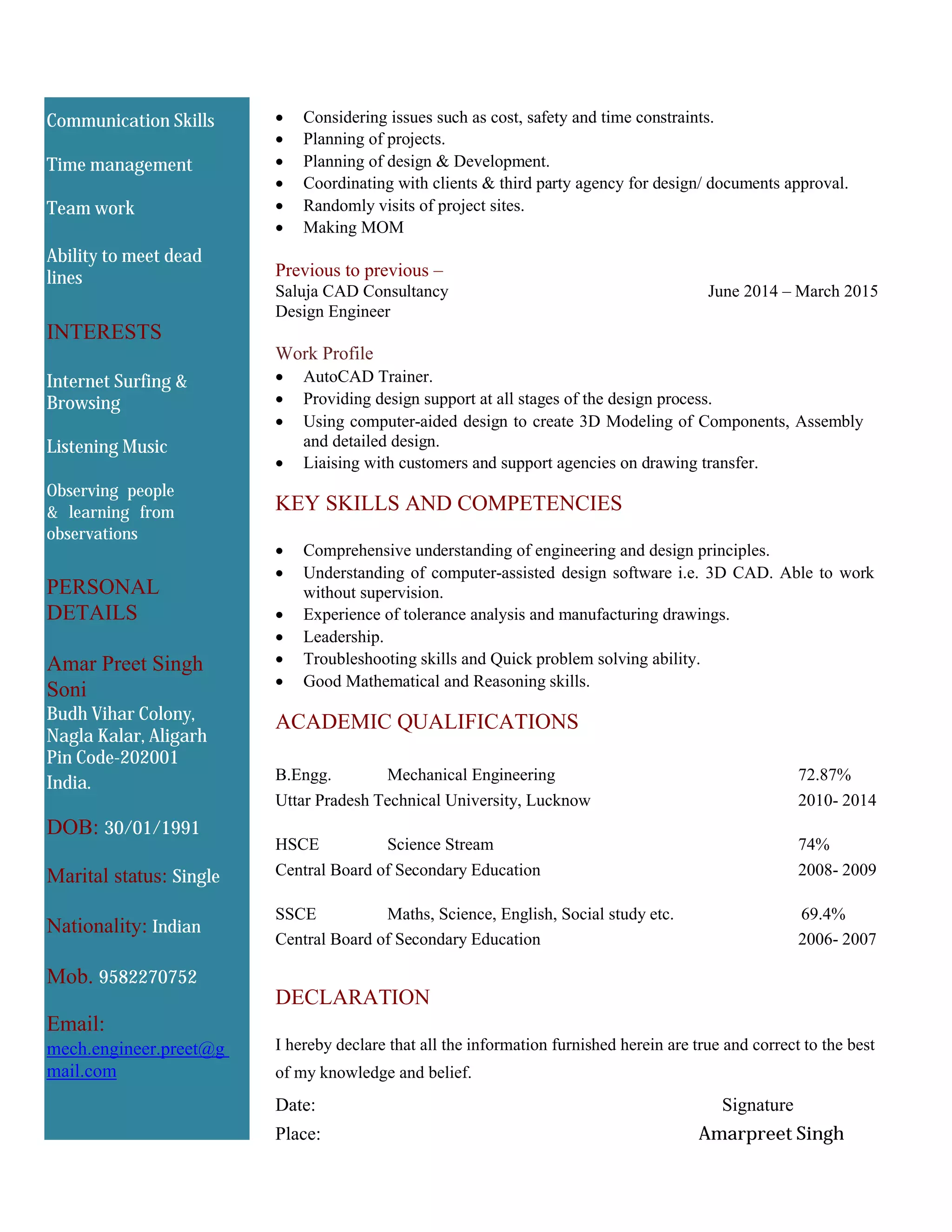 amarpreet singh_resume1 | PDF