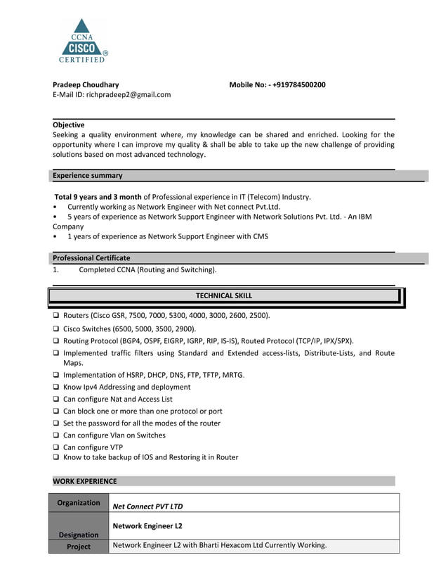 Pradeep_CV_Networking | PDF