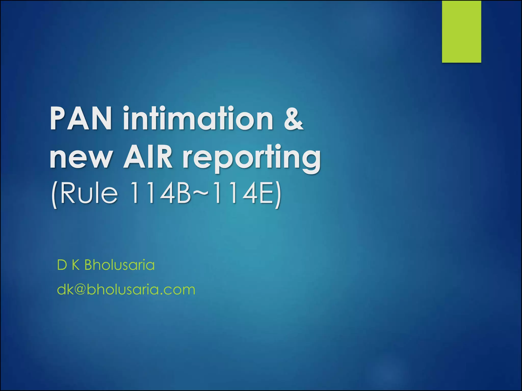 PAN intimation and new AIR reporting requirements | PDF | Business ...