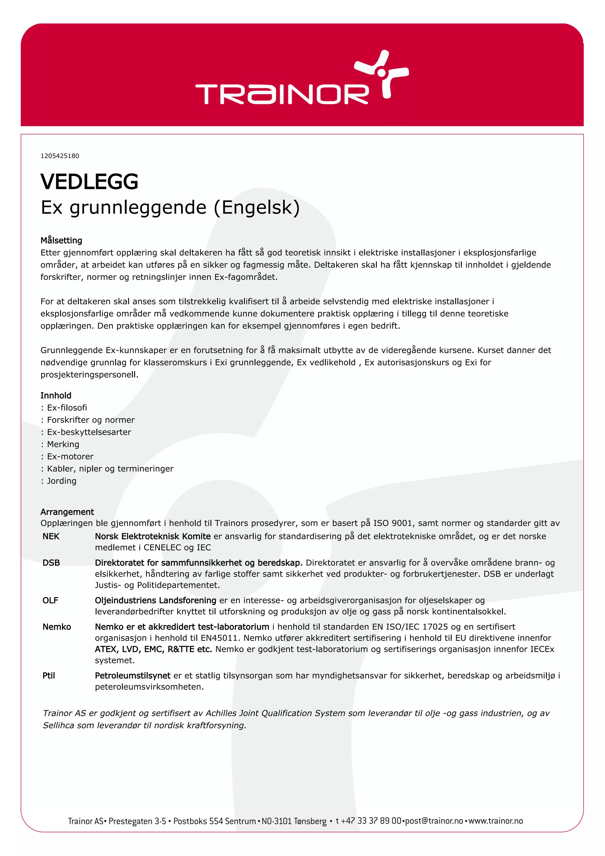 Kursbevis med vedlegg | PDF