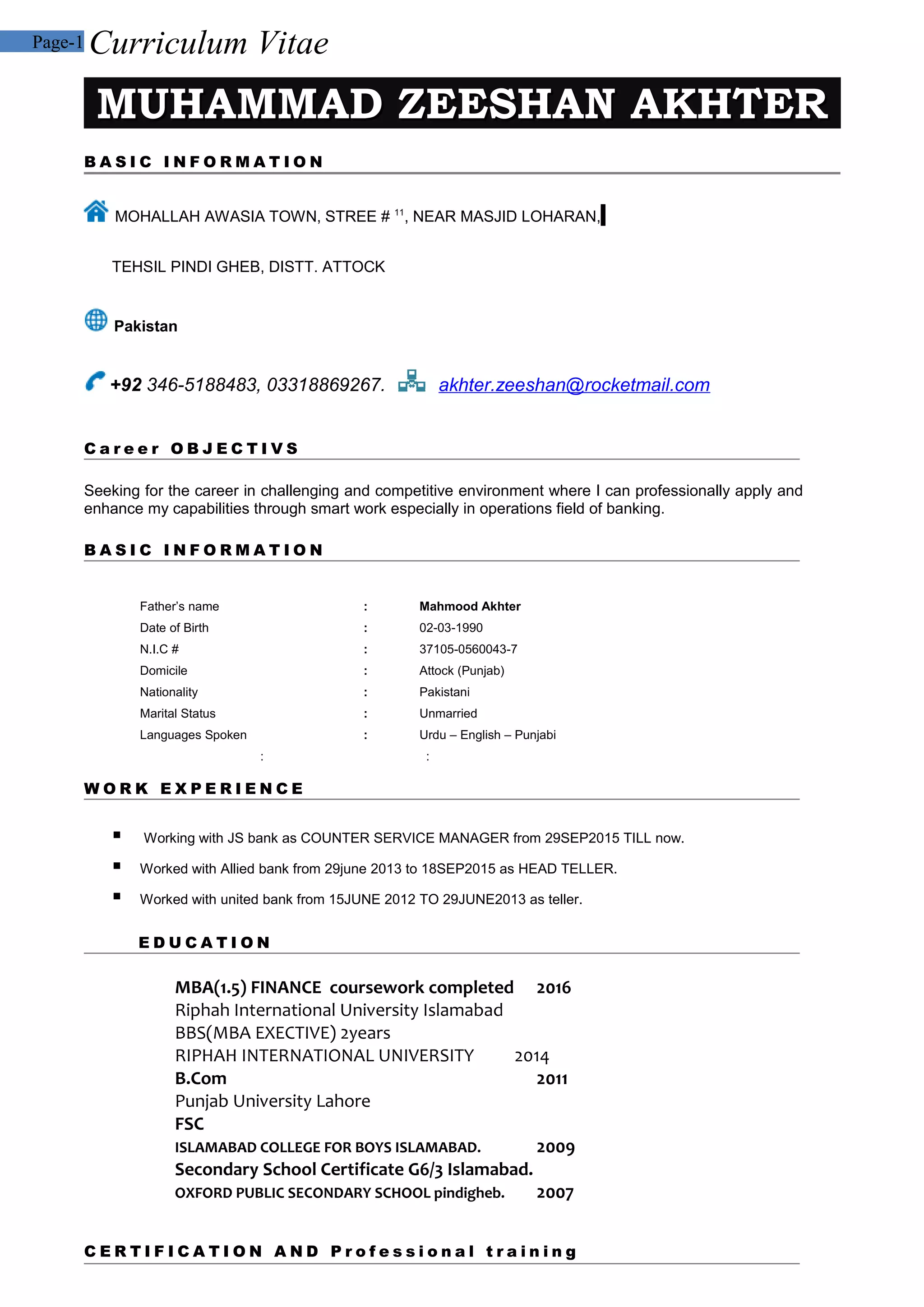 Zeeshan Akhtar - CV (1) | DOC