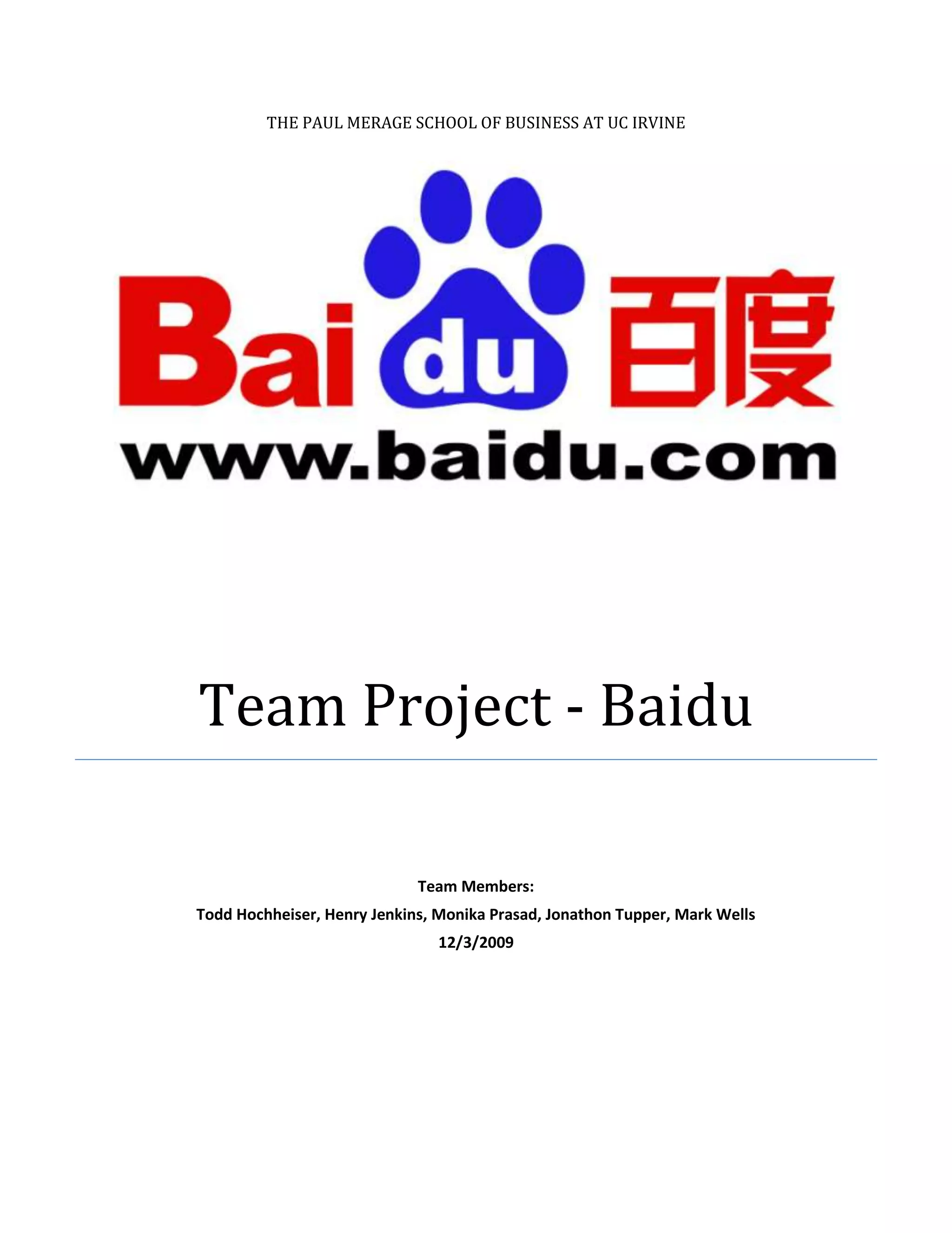 Baidu Valuation Analysis | DOCX