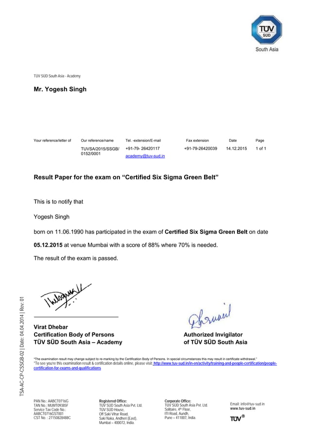 SSGB_Certificate | PDF