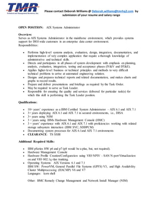 OPEN POSITION_AIX Administrator | DOCX