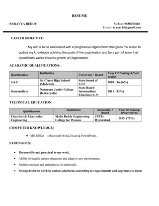sravs resume