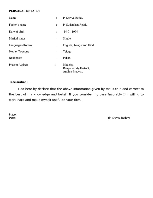 sravs resume