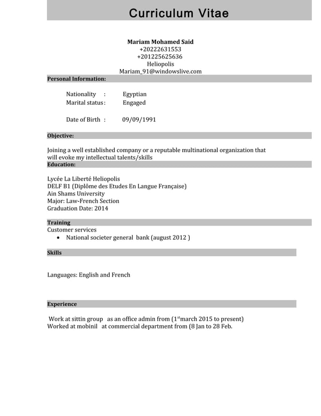 mariam mohamed's cv | PDF