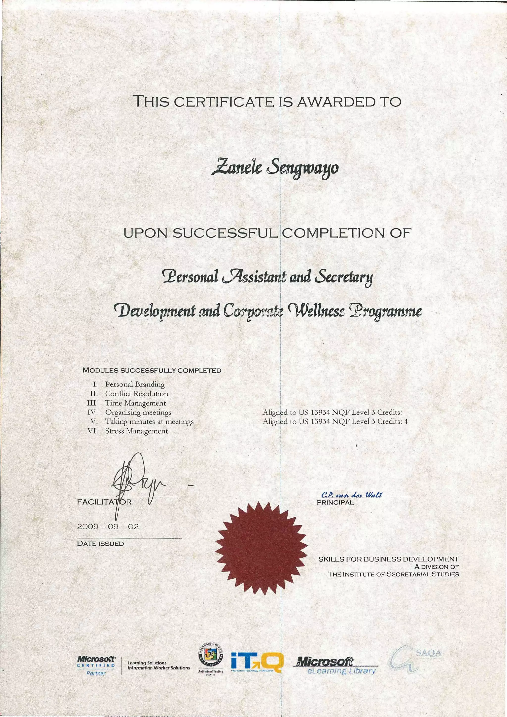 PA & Secretary certificate | PDF