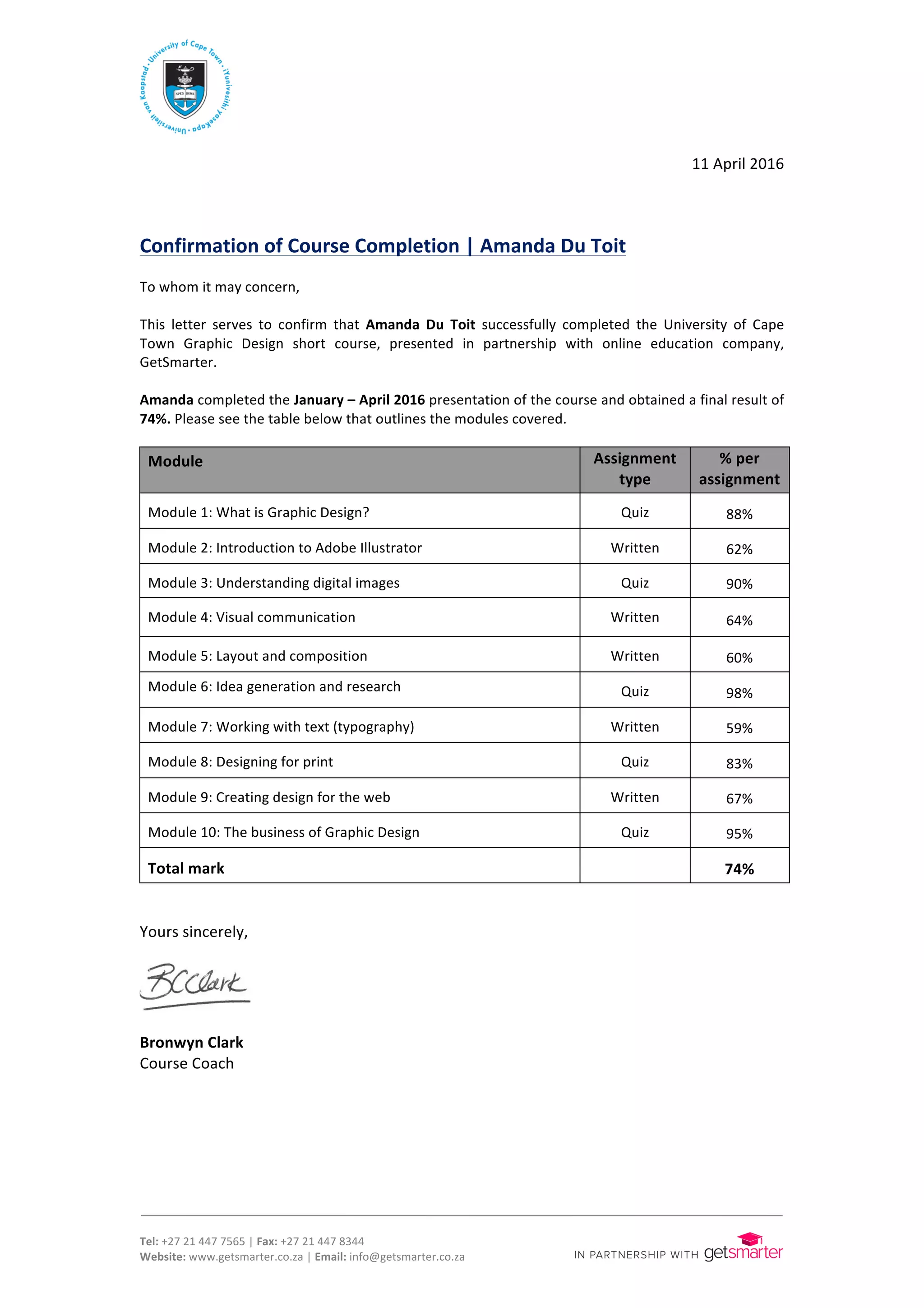 Letter of Completion, Awaiting delivery of Certificate | PDF