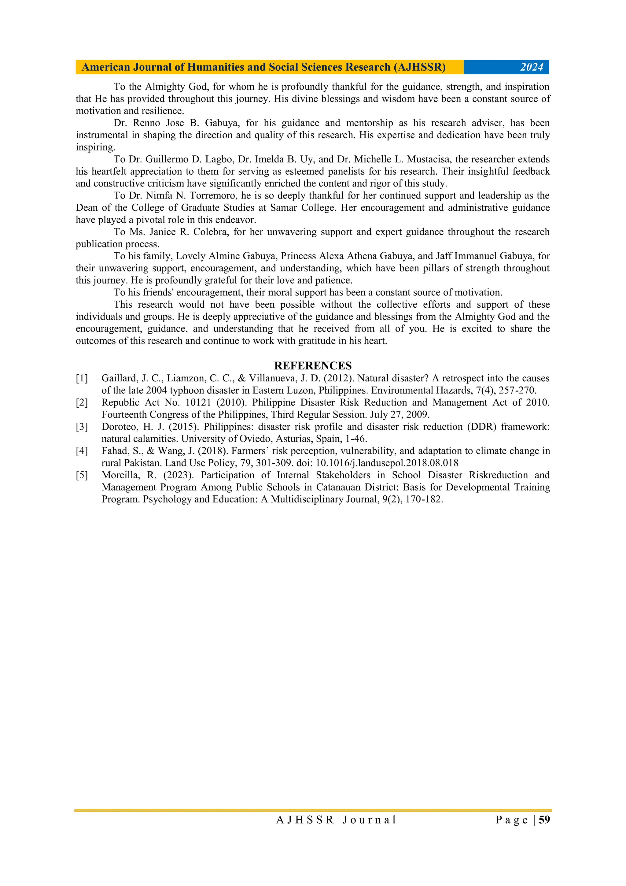 DISASTER RISK REDUCTION IMPLEMENTATION AND EXTENT OF READINESS OF ...