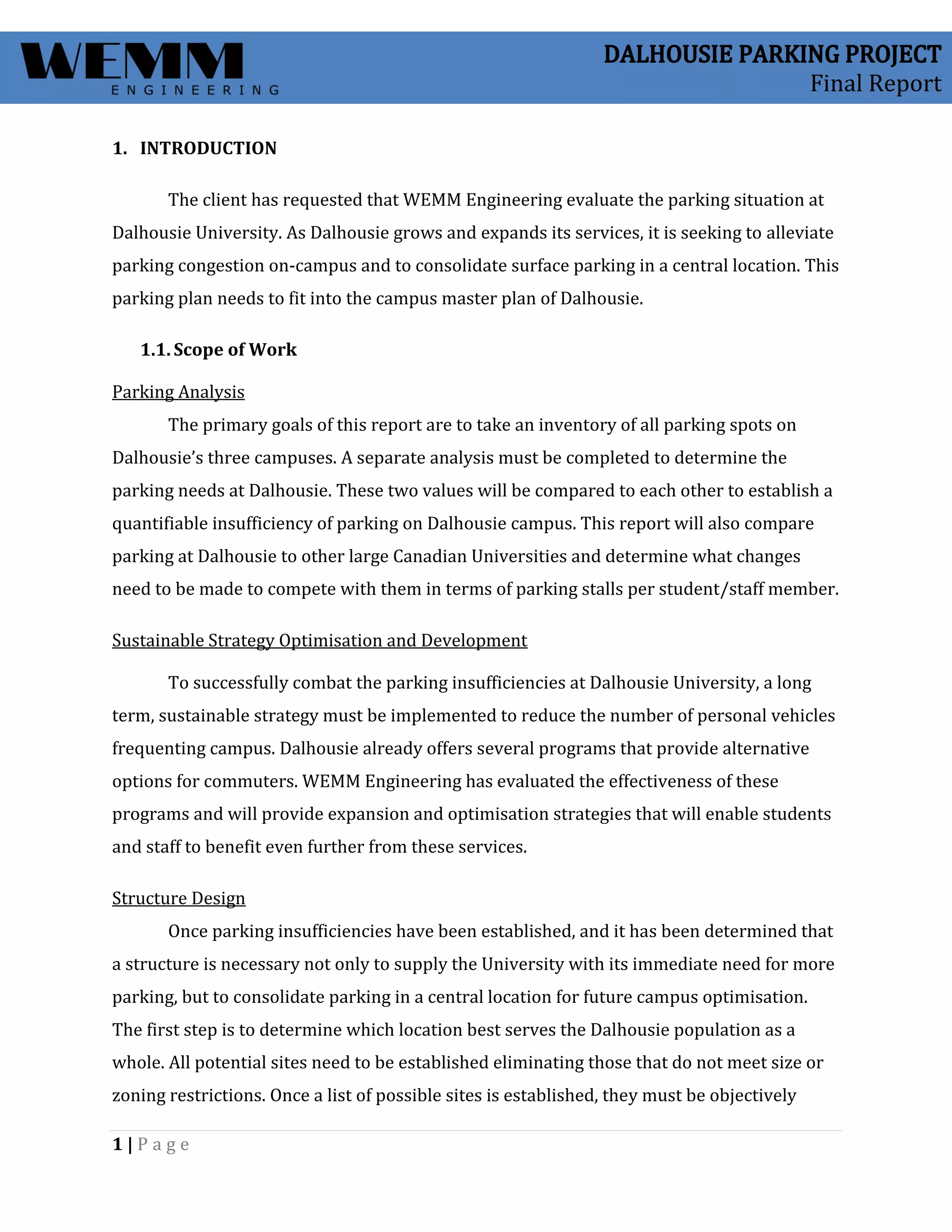Dalhousie Parking Project Final Report | PDF