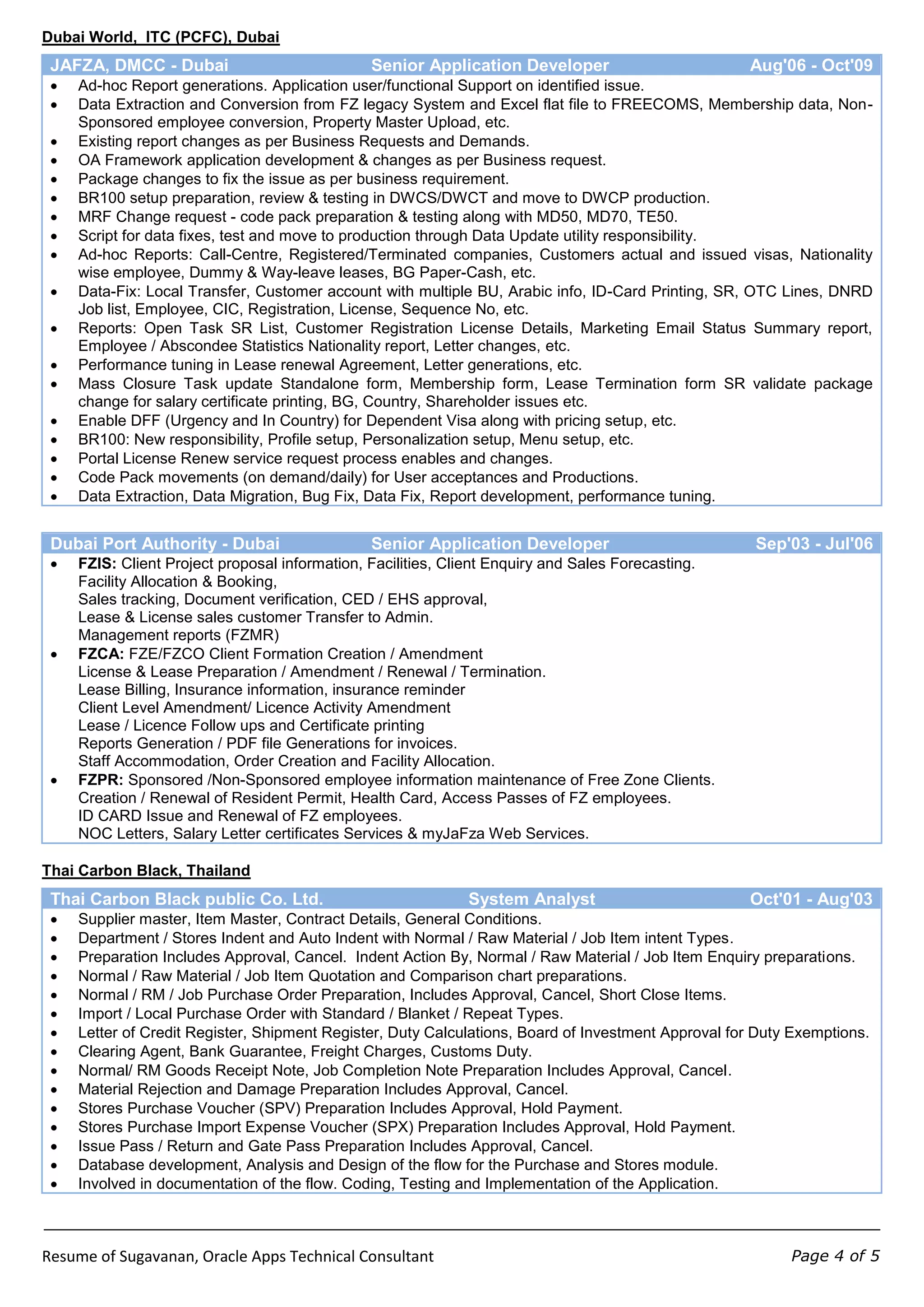 Resume of Sugavanan - Oracle Apps Technical Consultant | PDF