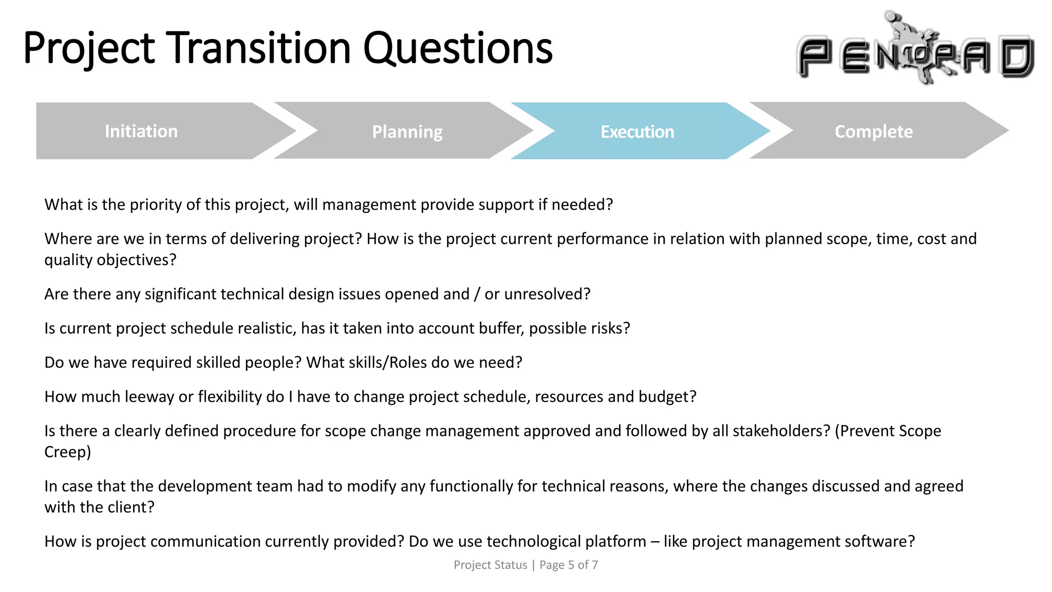 Project Transition Questions | PDF