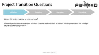 Project Transition Questions | PDF