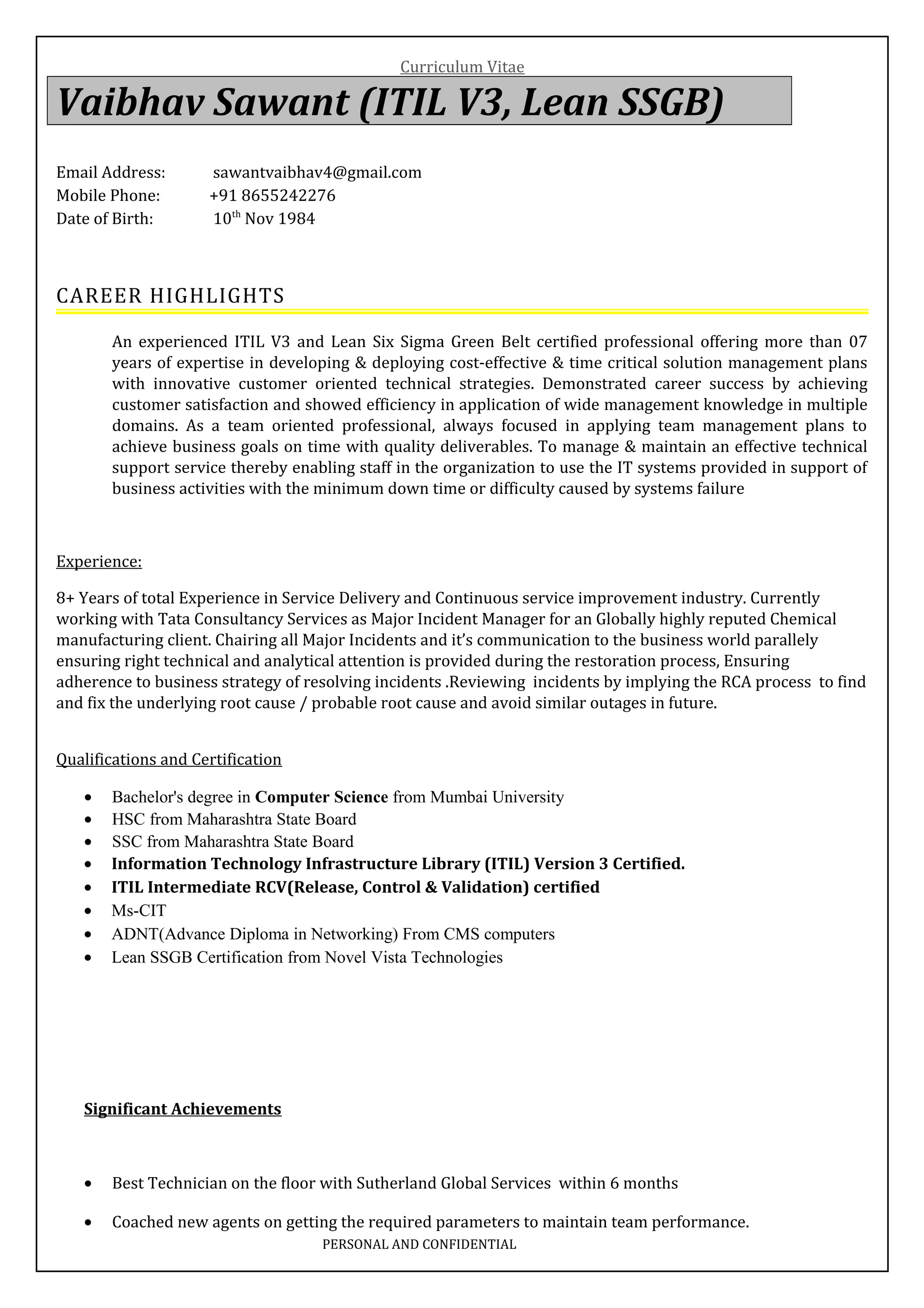 Most Recent updatedResume Vaibhav | PDF