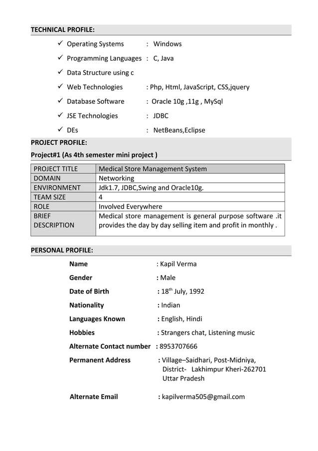 Kapil Resume | DOC | Technology & Computing