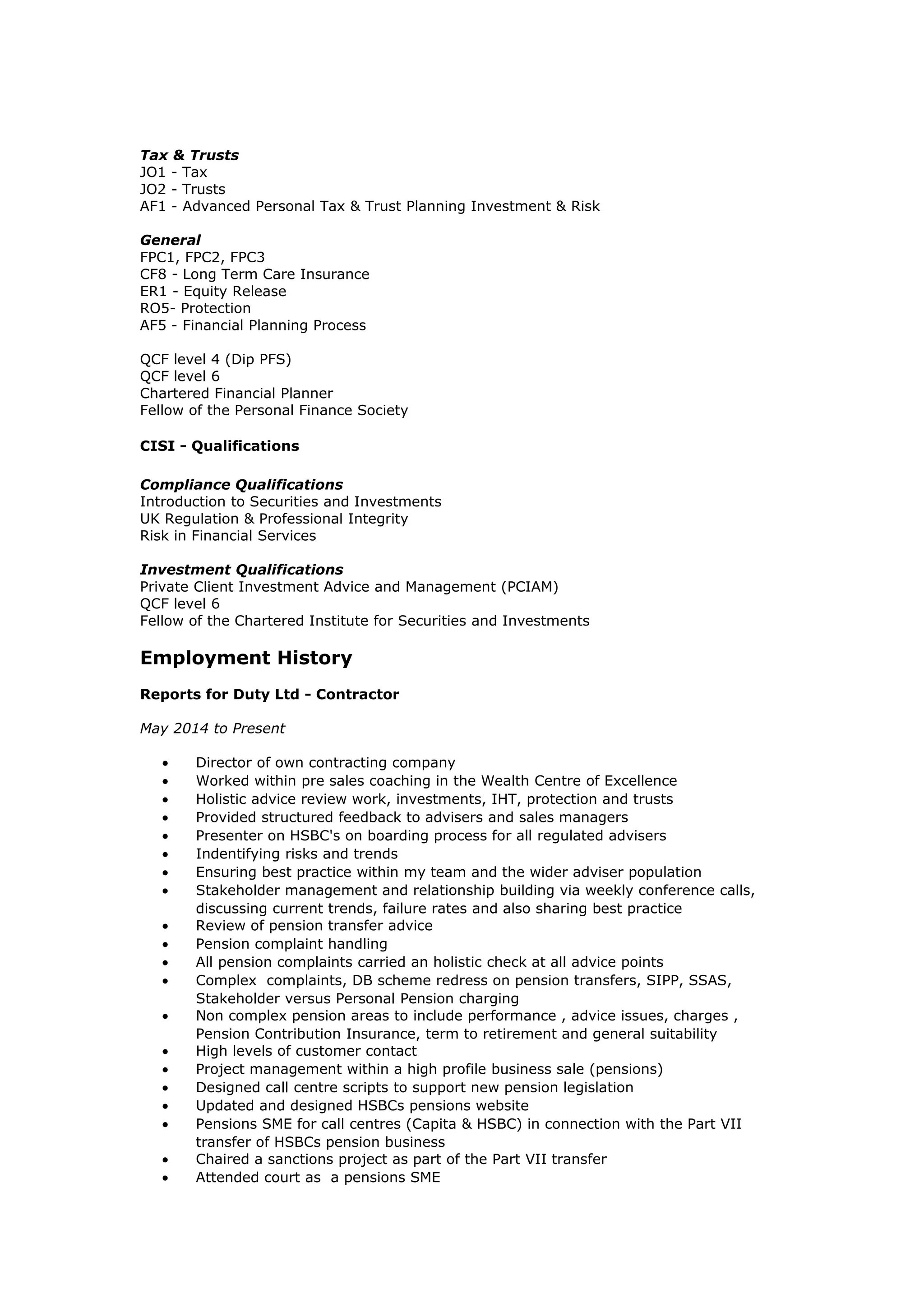 Mike Furniss - CV | DOC