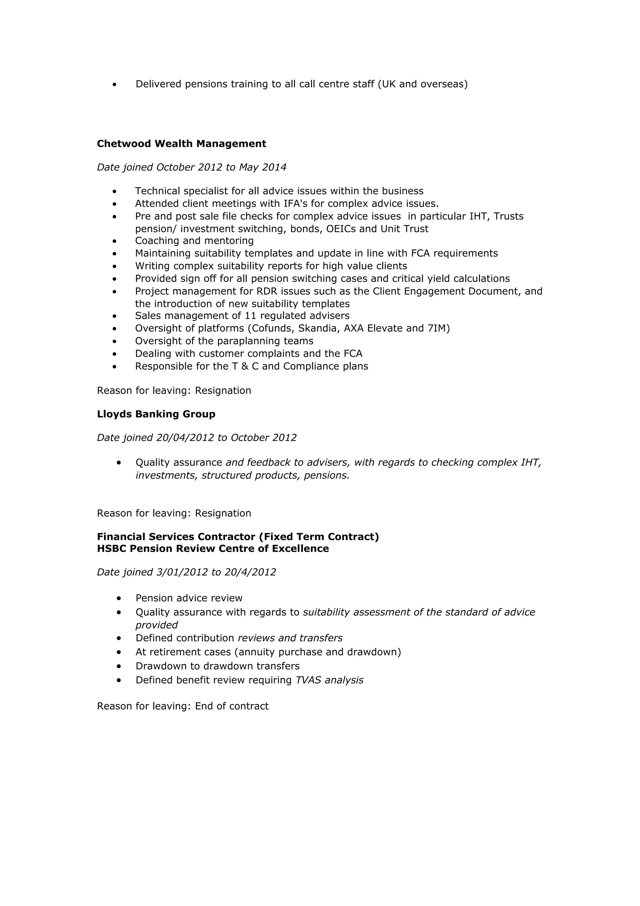 Mike Furniss - CV | DOC