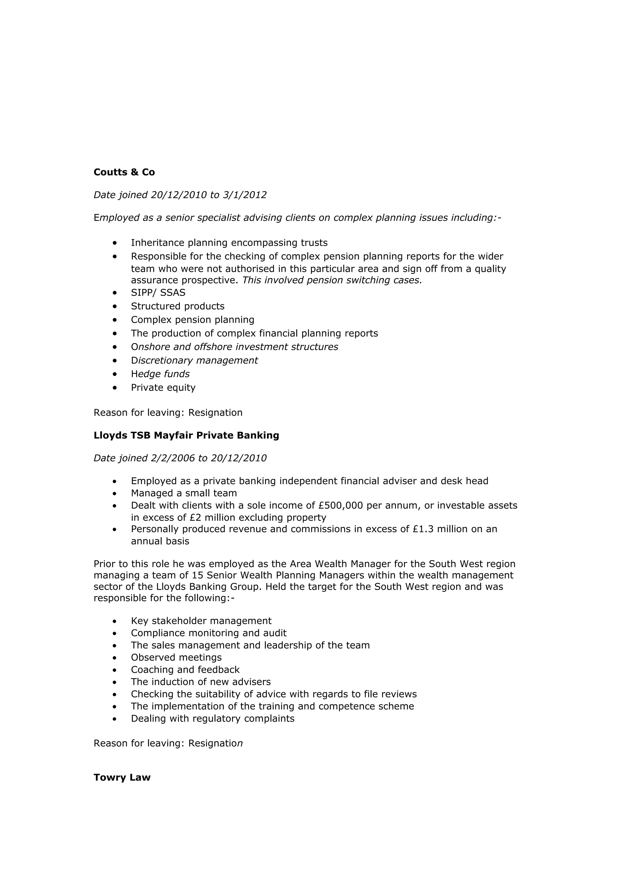 Mike Furniss - CV | DOC