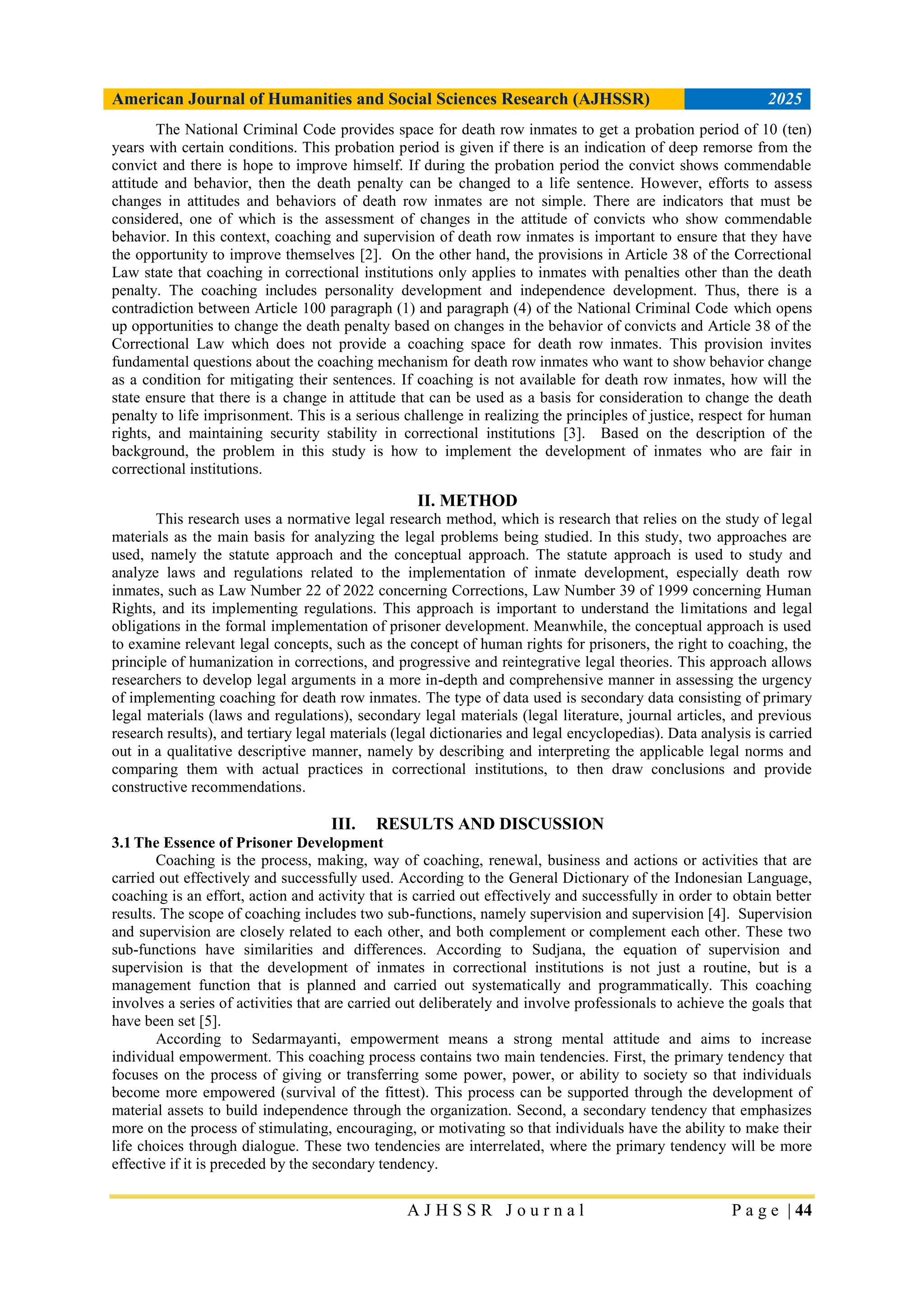 IMPLEMENTATION OF FAIR INMATE DEVELOPMENT IN CORRECTIONAL FACILITIES | PDF