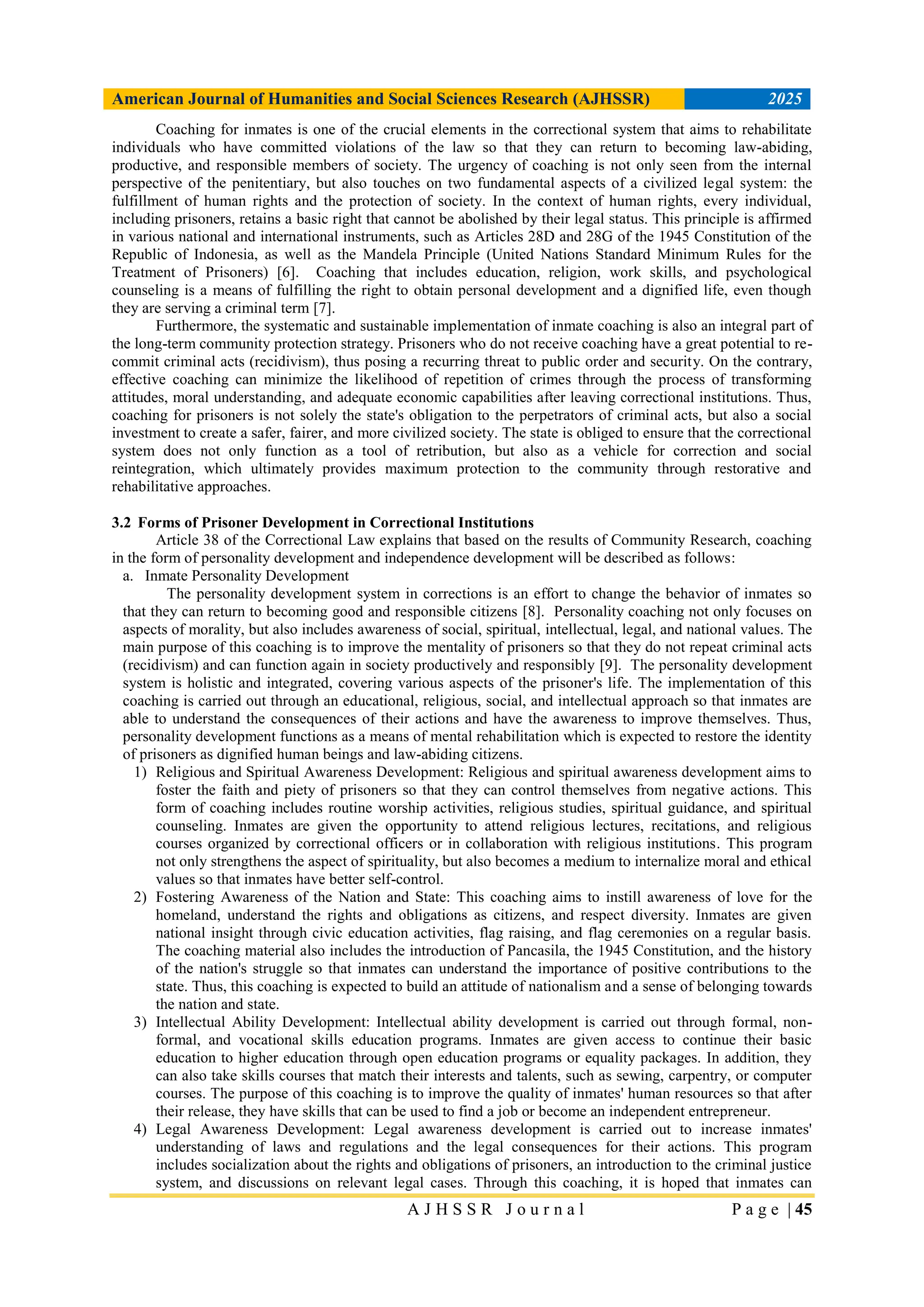 IMPLEMENTATION OF FAIR INMATE DEVELOPMENT IN CORRECTIONAL FACILITIES | PDF