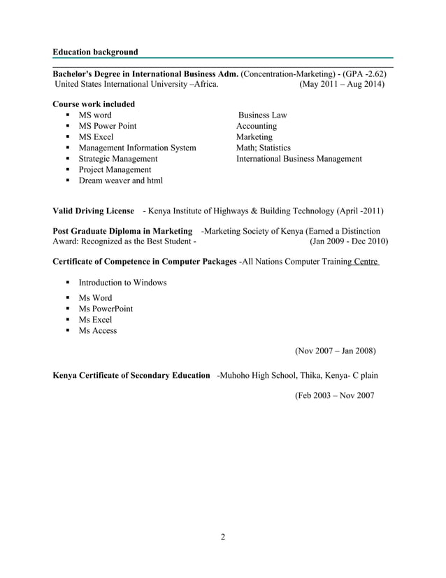 JOSEPH MWANGI IRUNGU CURRICULUM VITAE 1 | DOC